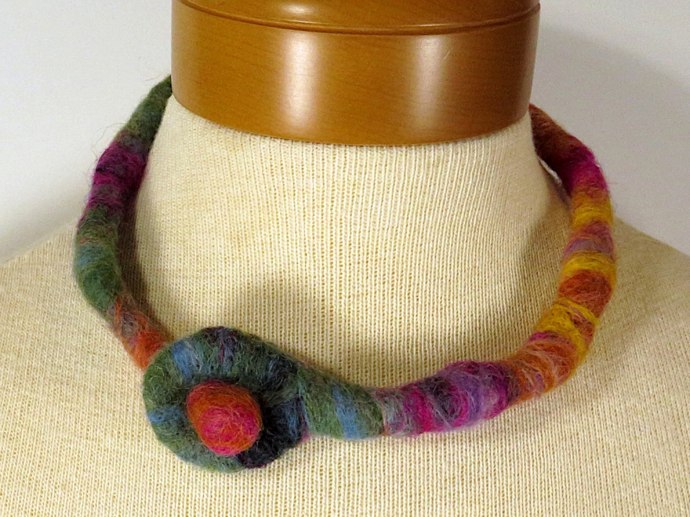 Felted Wool Necklace - Rainbow | Andromeda Designs